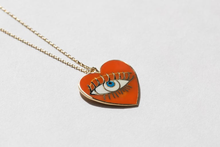 Eye Inside Heart Pendant Necklace For Sale at 1stDibs