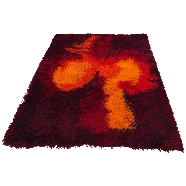 Eye Popping Mid-Century Modern Scandinavian Plush Shag Rug at 1stDibs ...