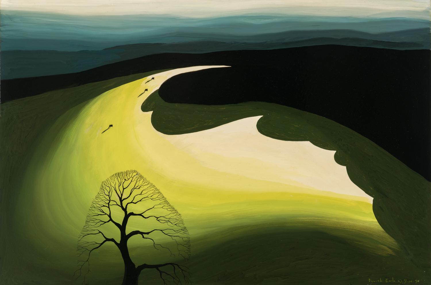 Eyvind Earle - Cattle in a Landscape For Sale at 1stDibs