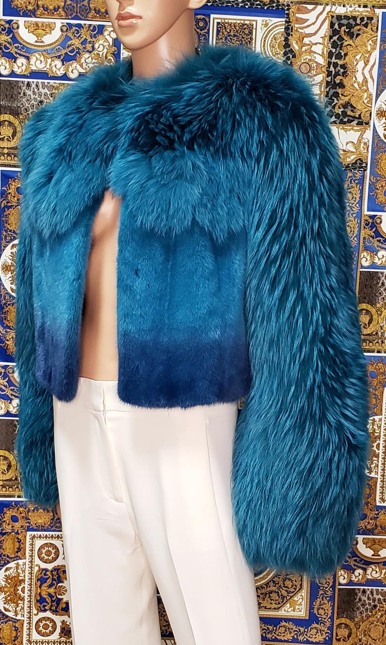 F/2014 look # 9 NEW VERSACE EMERALD MINK and RACCOON FUR JACKET 44 - 8 ...