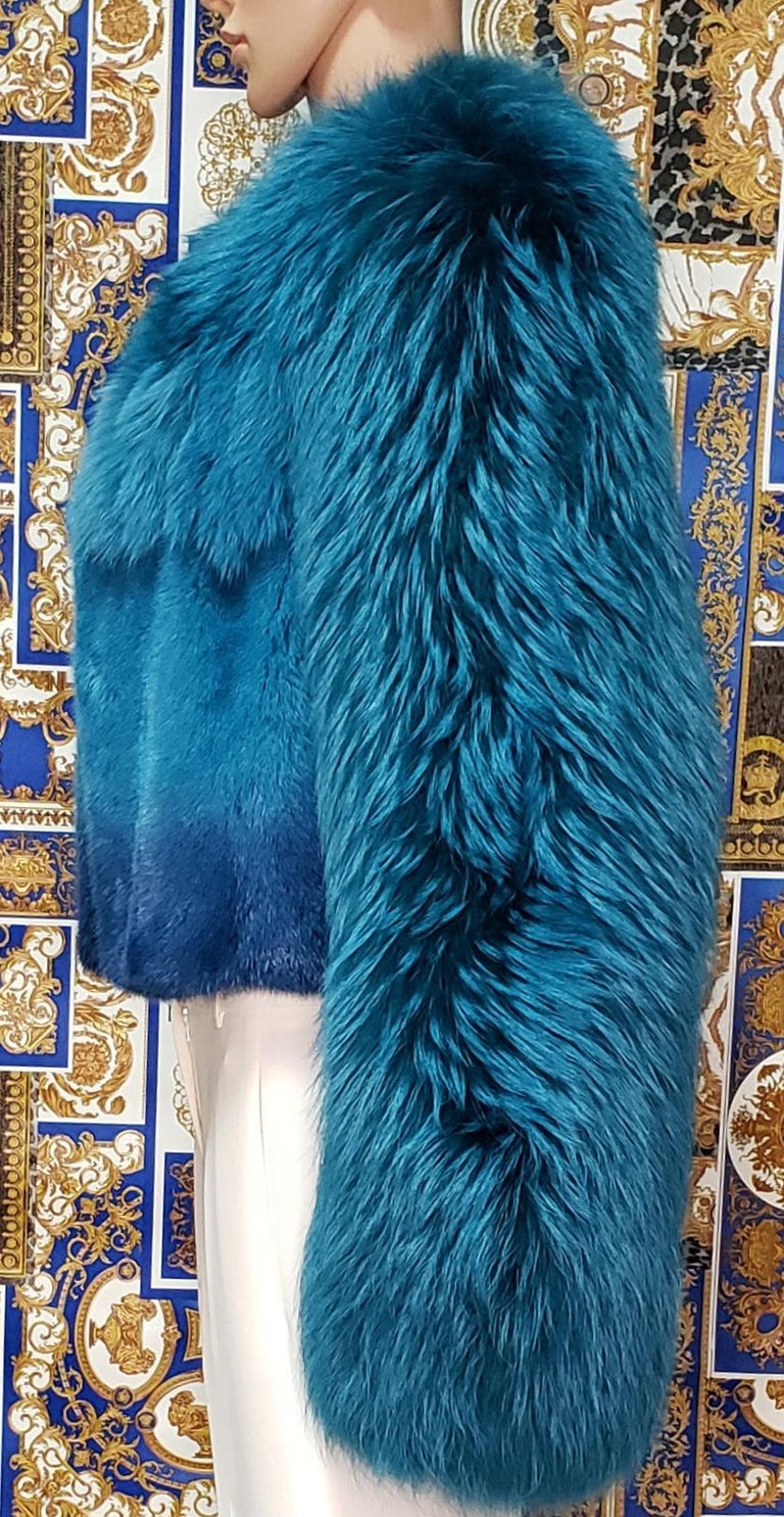 F/2014 look # 9 NEW VERSACE EMERALD MINK and RACCOON FUR JACKET 44 - 8 ...
