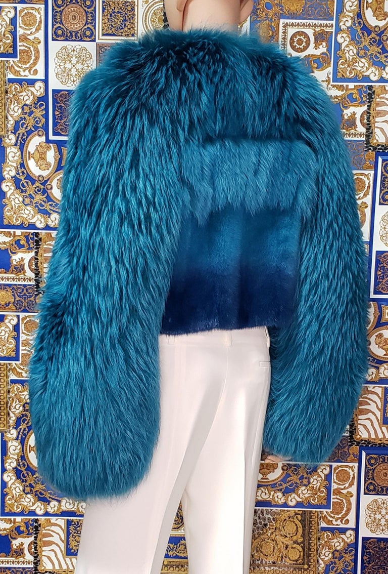 F/2014 look # 9 NEW VERSACE EMERALD MINK and RACCOON FUR JACKET 44 - 8 ...