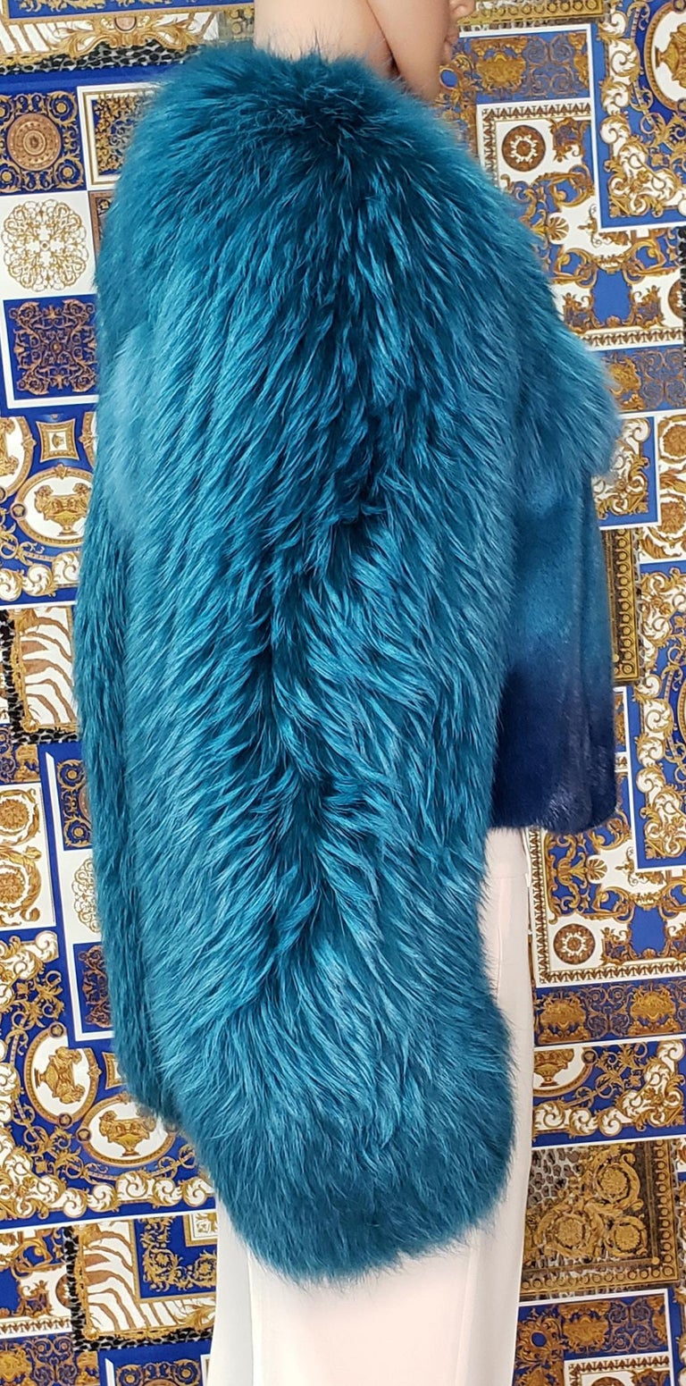 F/2014 look # 9 NEW VERSACE EMERALD MINK and RACCOON FUR JACKET 44 - 8 ...