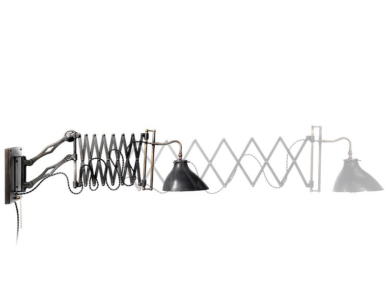 F. A. Hardy Scissor Lamp with Mercury Glass Shade at 1stDibs