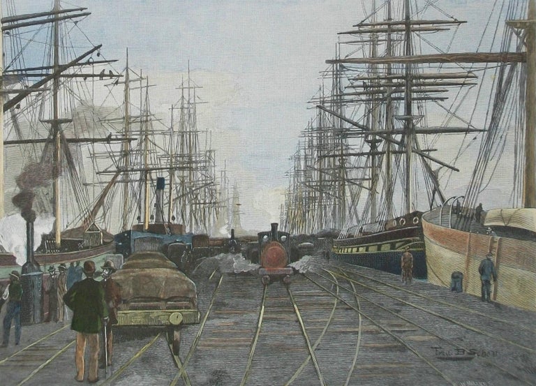 F. B. SCHELL - 'Port Melbourne' - Hand Colored Print - Australia ...