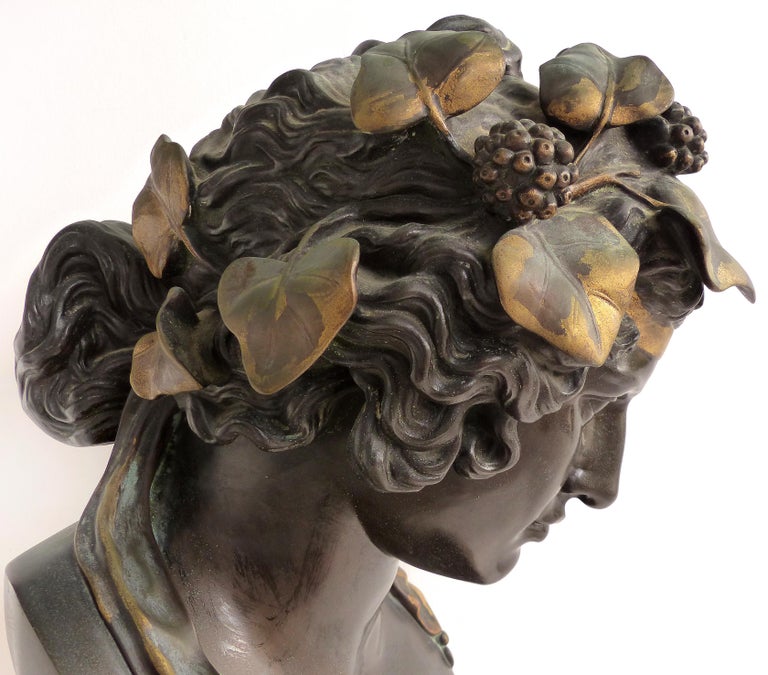 F. Barbedienne Fondeur Bronze Statue of Antinous as Dioniso at 1stDibs