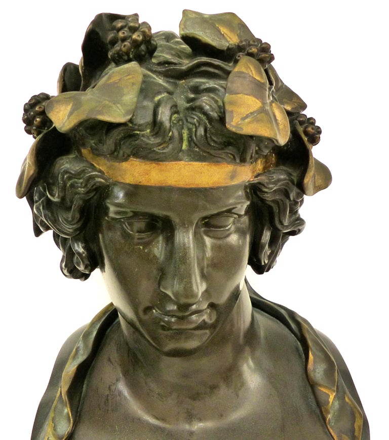 F. Barbedienne Fondeur Statue en bronze d'Antinoüs en Dioniso sur 1stDibs