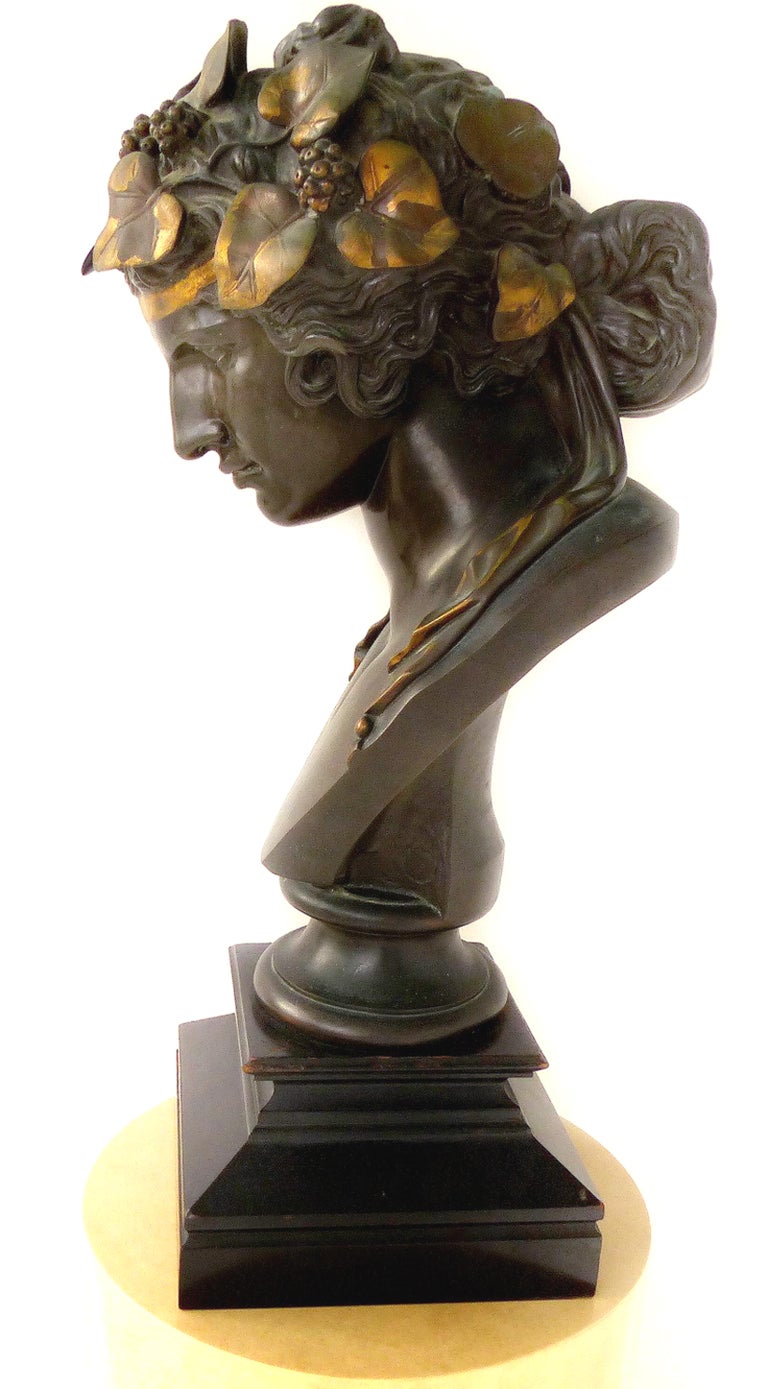 F. Barbedienne Fondeur Bronze Statue of Antinous as Dioniso at 1stDibs