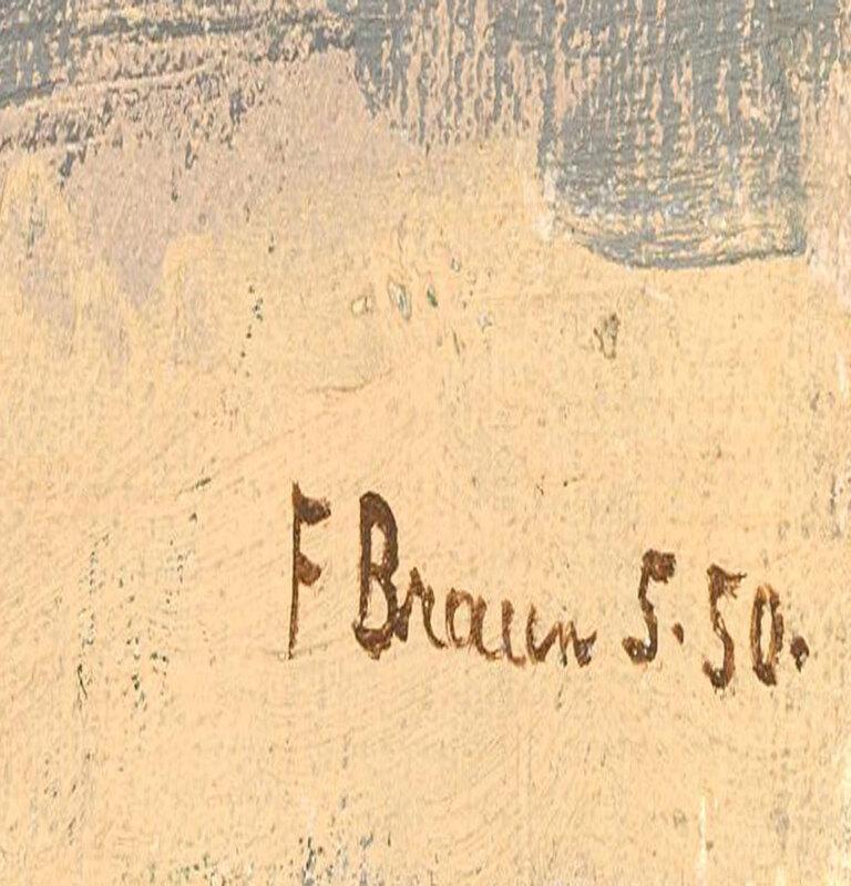 F. Braun - F. Braun - 1950 Oil, Still Life with Wine Bottle For Sale at ...