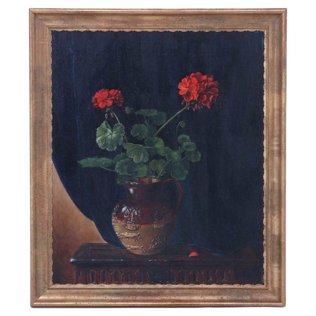 F. C. Williams 20th Century Still Life Painting of Geraniums For Sale ...