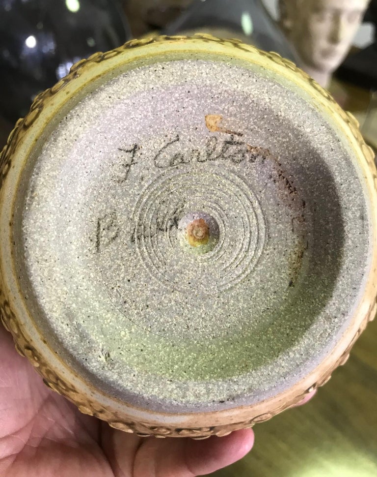 F. Carlton Ball Signed Midcentury Ceramic Pottery Glazed Studio Pinched ...