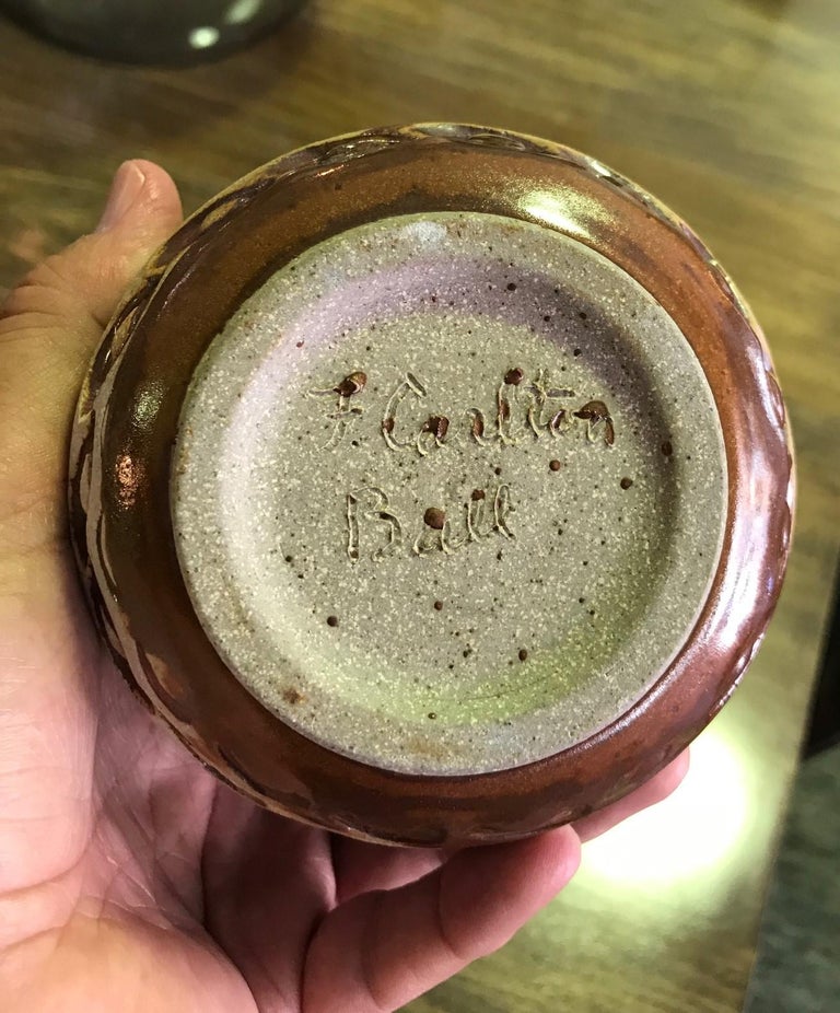 F. Carlton Ball Signed Midcentury Ceramic Pottery Patterned Glazed ...