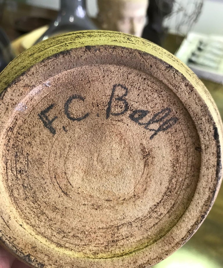 F. Carlton Ball Signed Midcentury Ceramic Pottery Turquoise Glazed Bowl ...