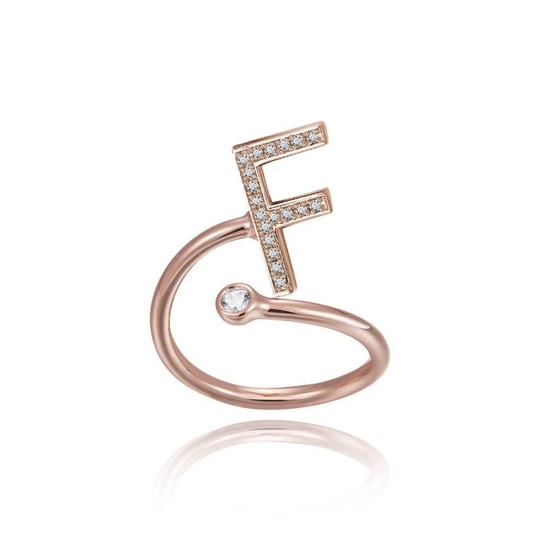 Customizable F-Initial Bezel Wire Ring For Sale at 1stDibs