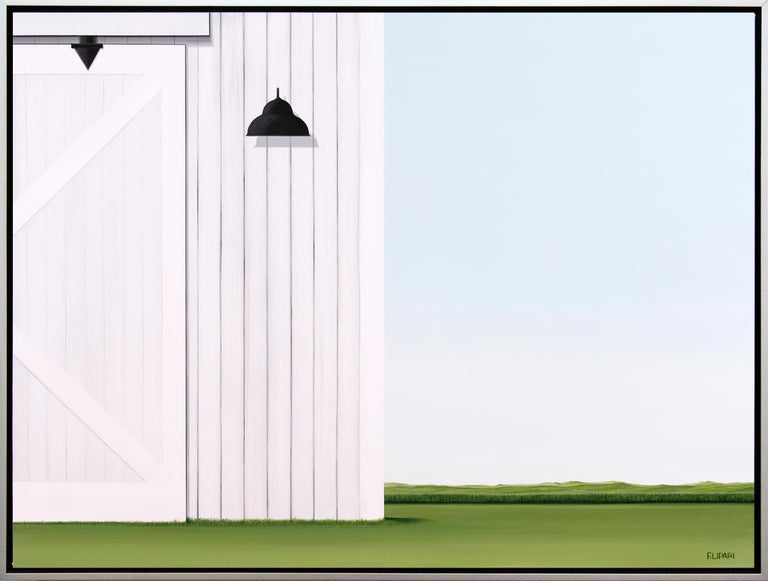 F. Lipari - Entrenched - minimalist, serene white, green, realist barn ...