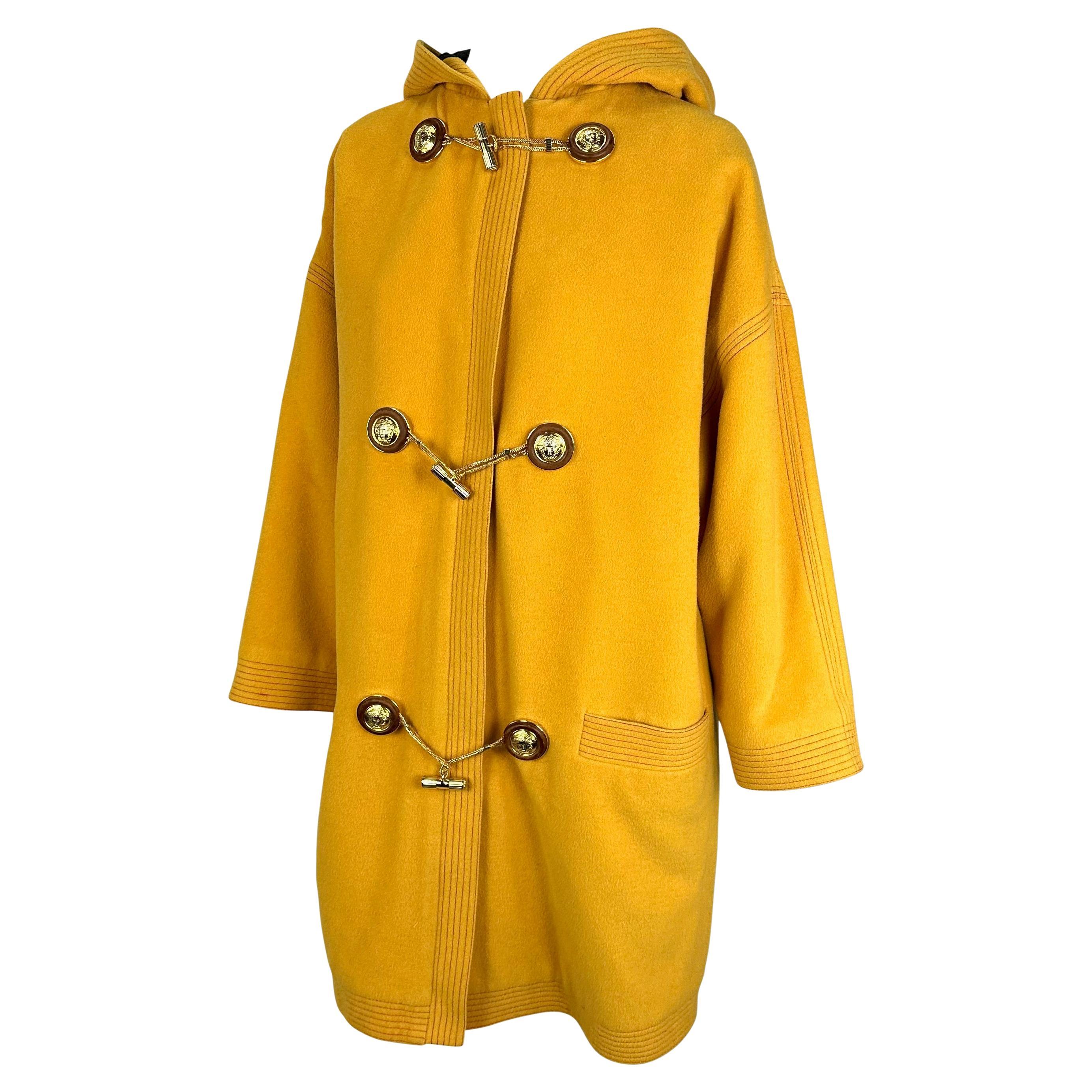 F/W 1992 Gianni Versace Medusa Mustard Yellow Wool Oversized Toggle ...