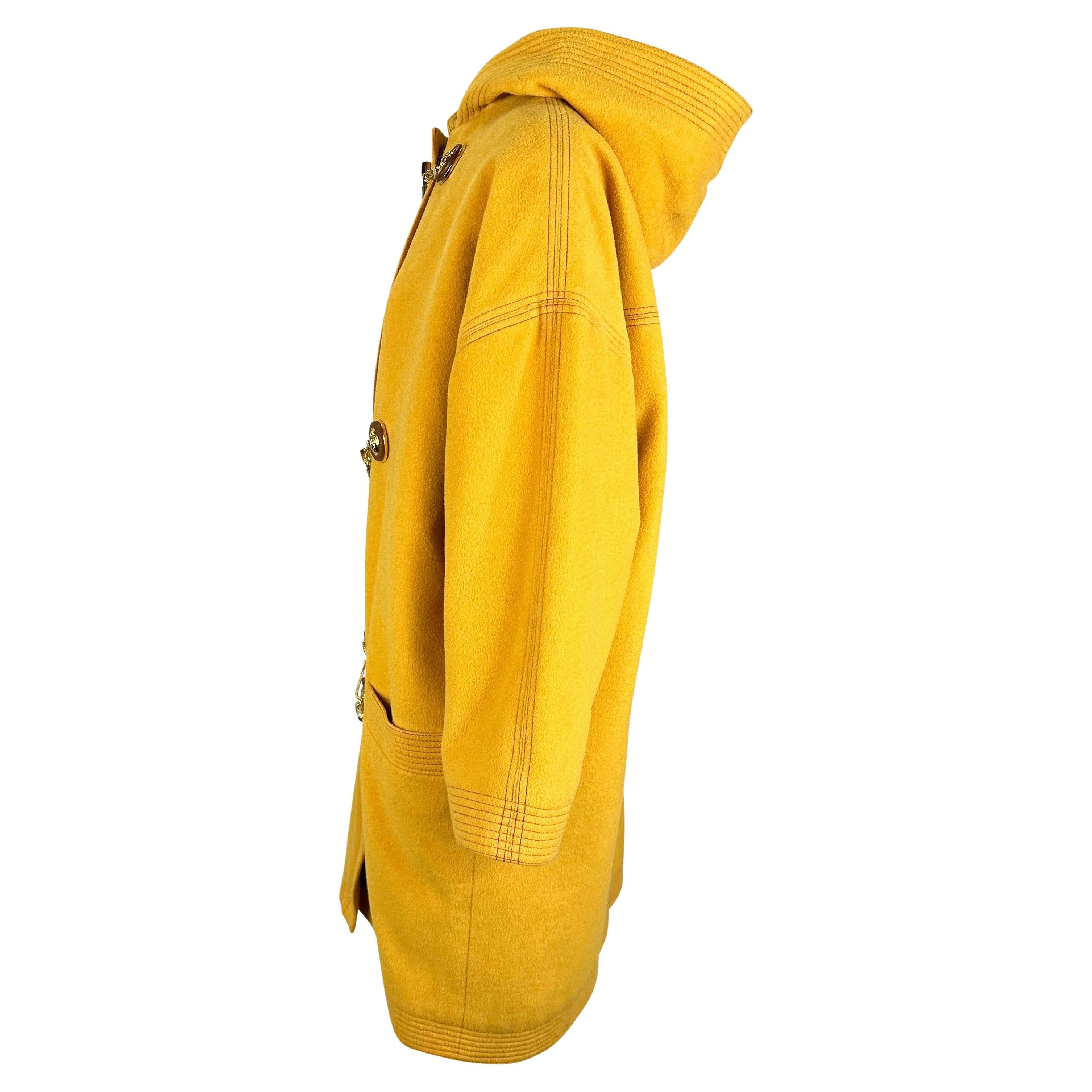 F/W 1992 Gianni Versace Medusa Mustard Yellow Wool Oversized Toggle ...