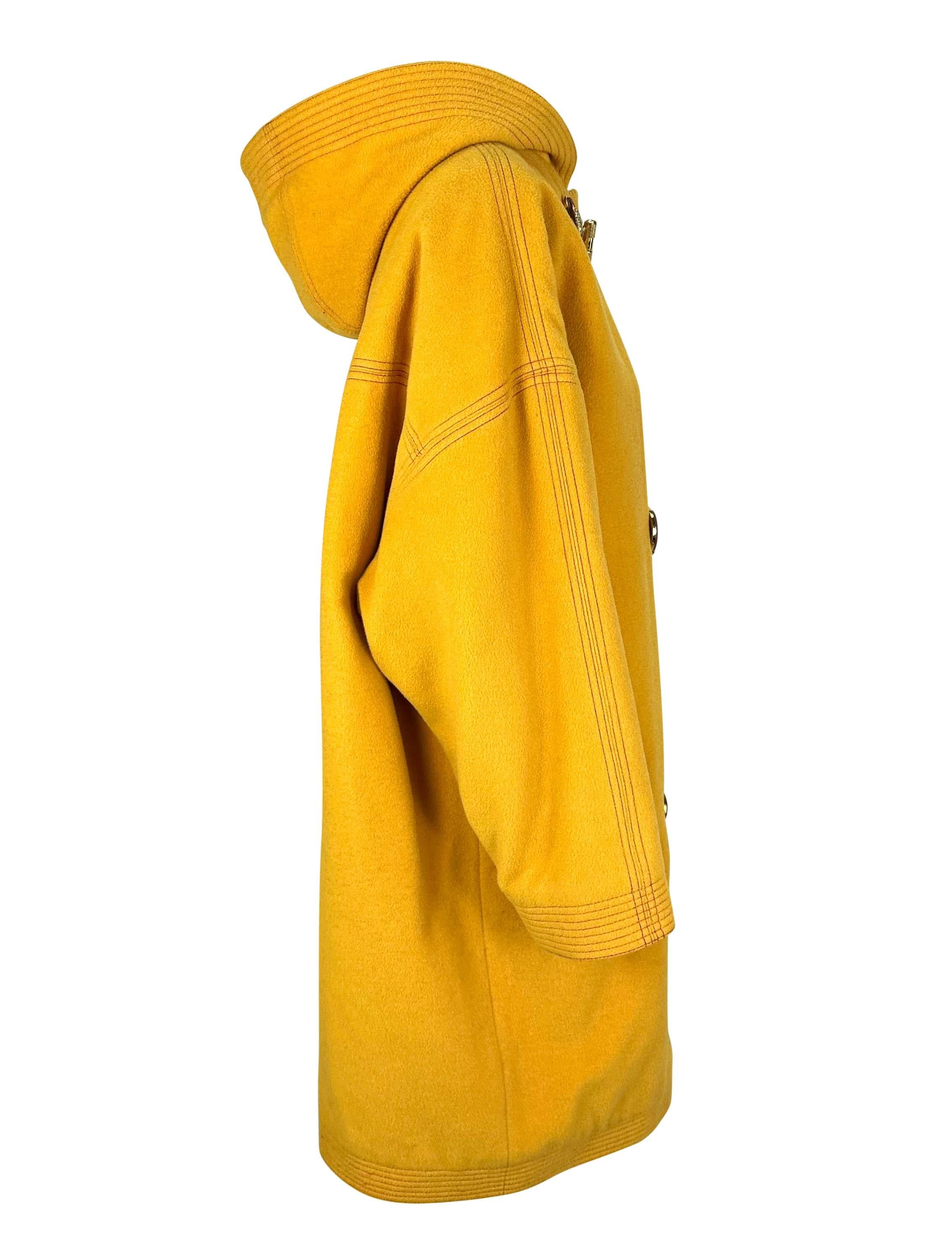 F/W 1992 Gianni Versace Medusa Mustard Yellow Wool Oversized Toggle ...