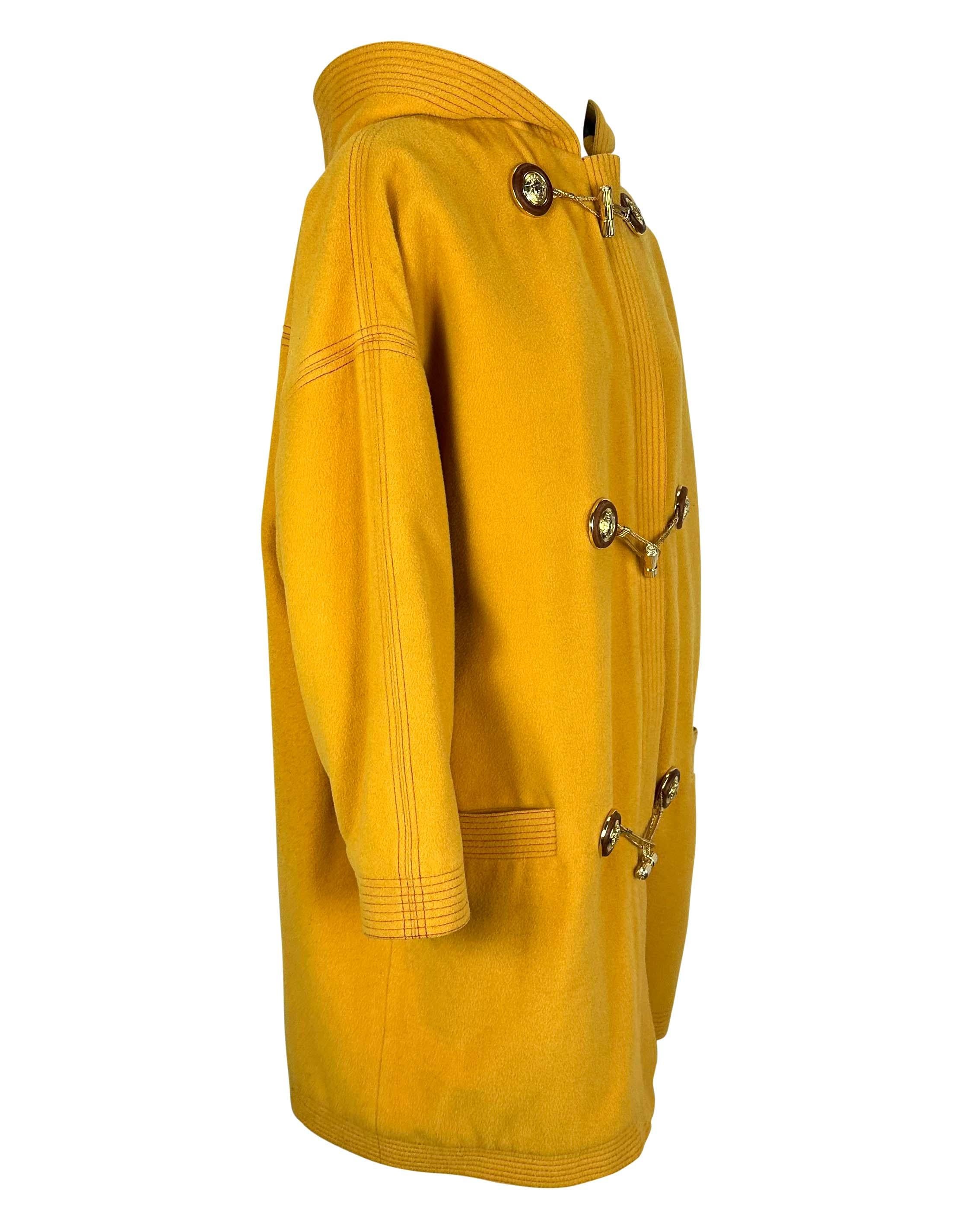 F/W 1992 Gianni Versace Medusa Mustard Yellow Wool Oversized Toggle ...