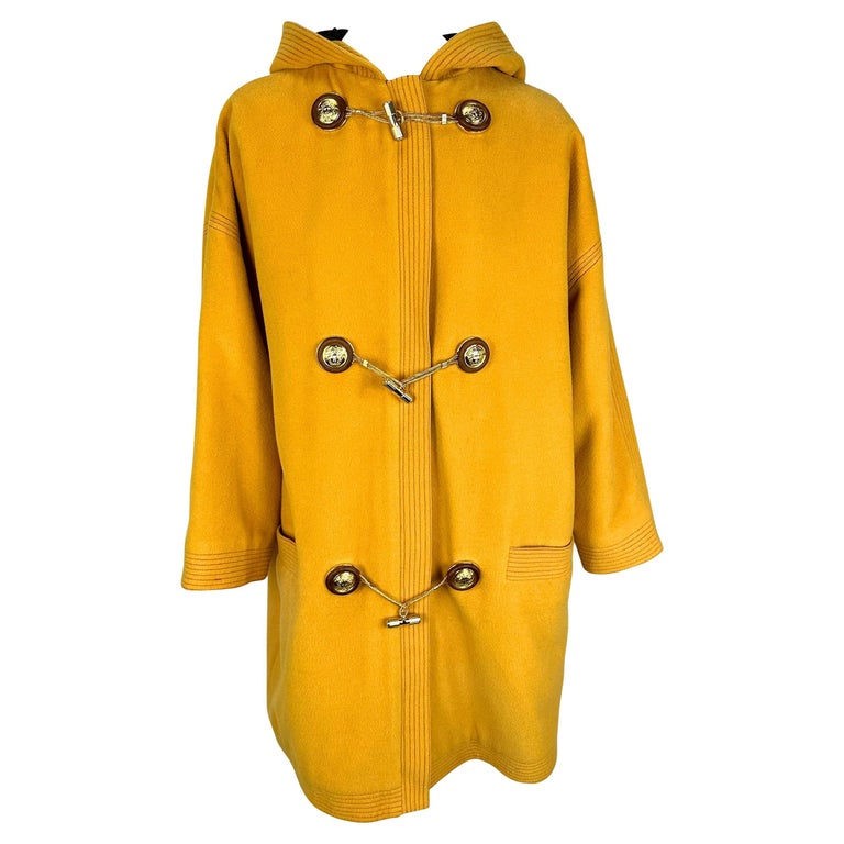 F/W 1992 Gianni Versace Medusa Mustard Yellow Wool Oversized Toggle ...