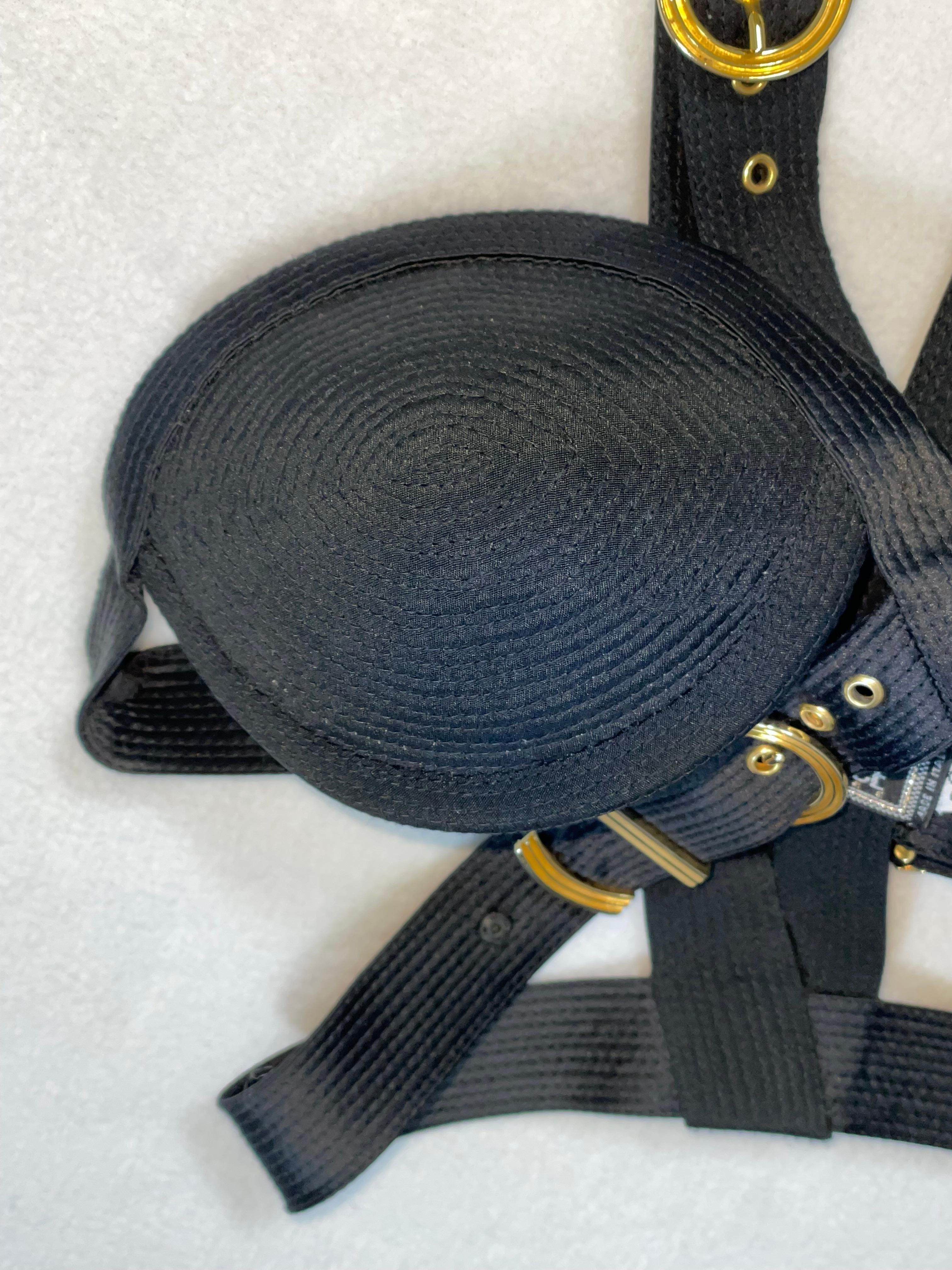 F/W 1992 Gianni Versace Runway Black Bondage Buckles Cone Bra Crop Top ...