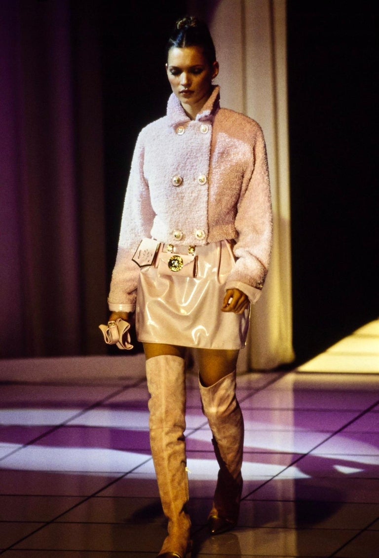 F/W 1994 Gianni Versace Black Leather Gold Stud Medusa Sunburst Mini ...