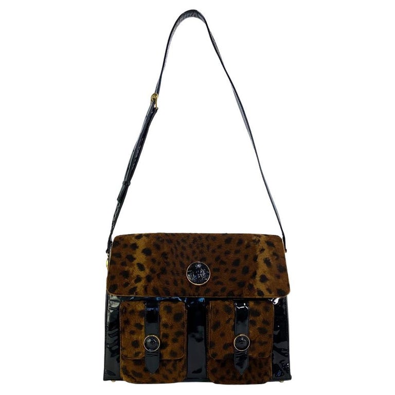 F/W 1994 Gianni Versace Couture Runway Faux Fur Leopard Print Messenger ...