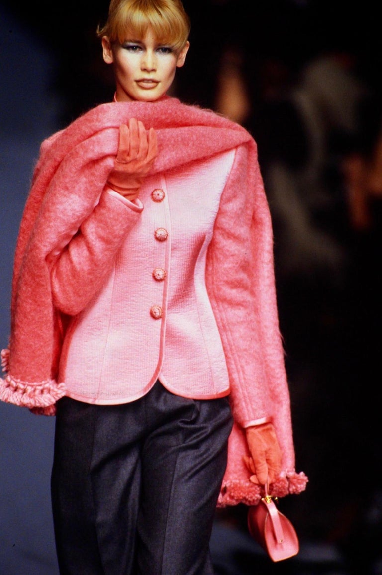 F/W 1995 Christian Dior by Gianfranco Ferré Runway Pink Satin Mohair ...