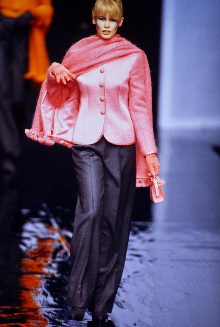 F/W 1995 Christian Dior by Gianfranco Ferré Runway Pink Satin Mohair ...