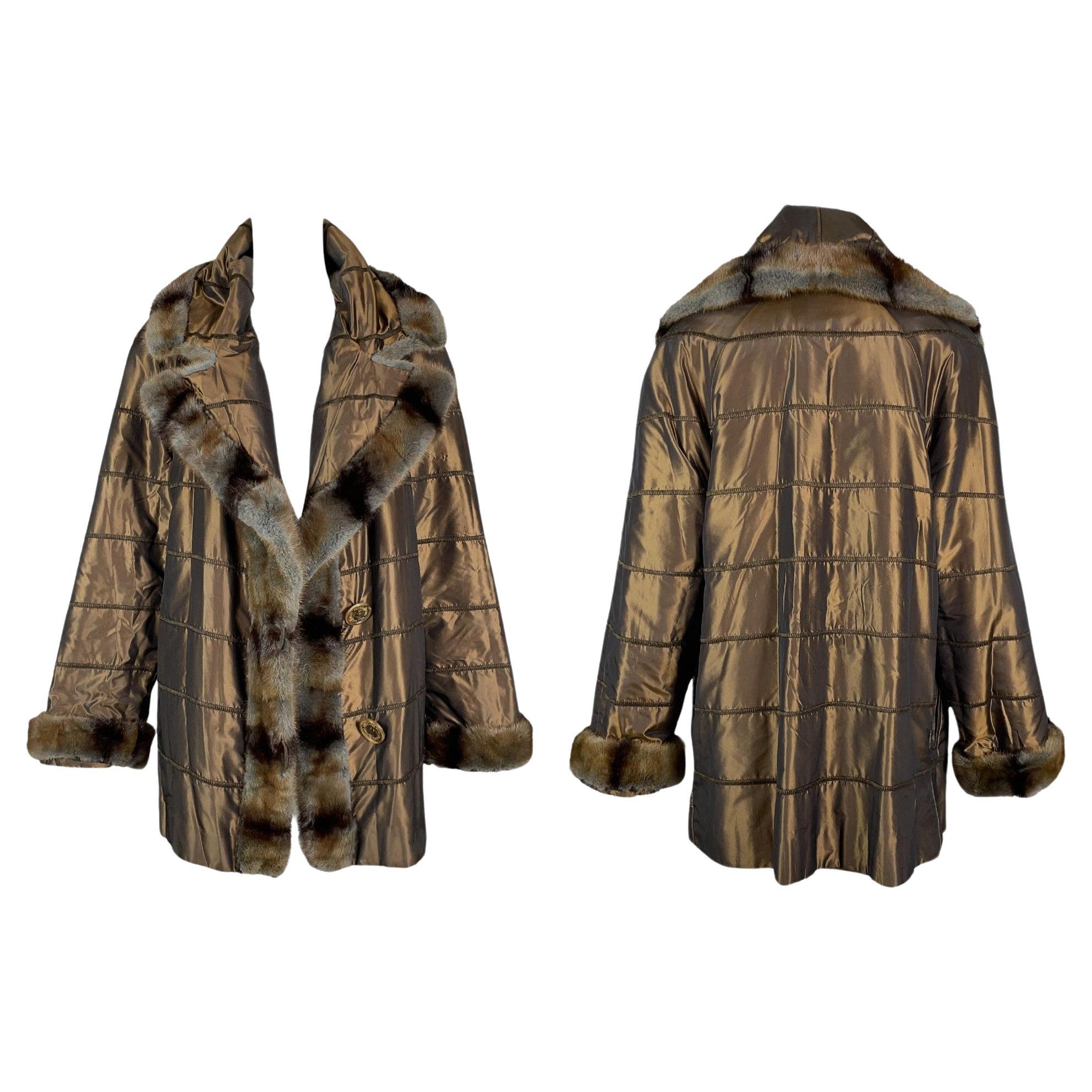 F/W 1995 Fendi by Karl Lagerfeld Leather and Silk Reversible Fur Coat ...