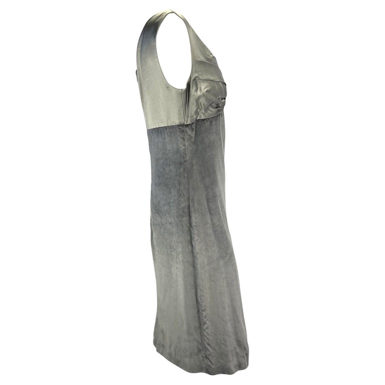 F/W 1995 Gianni Versace Couture Runway Grey Pleated Silk Velvet Dress ...