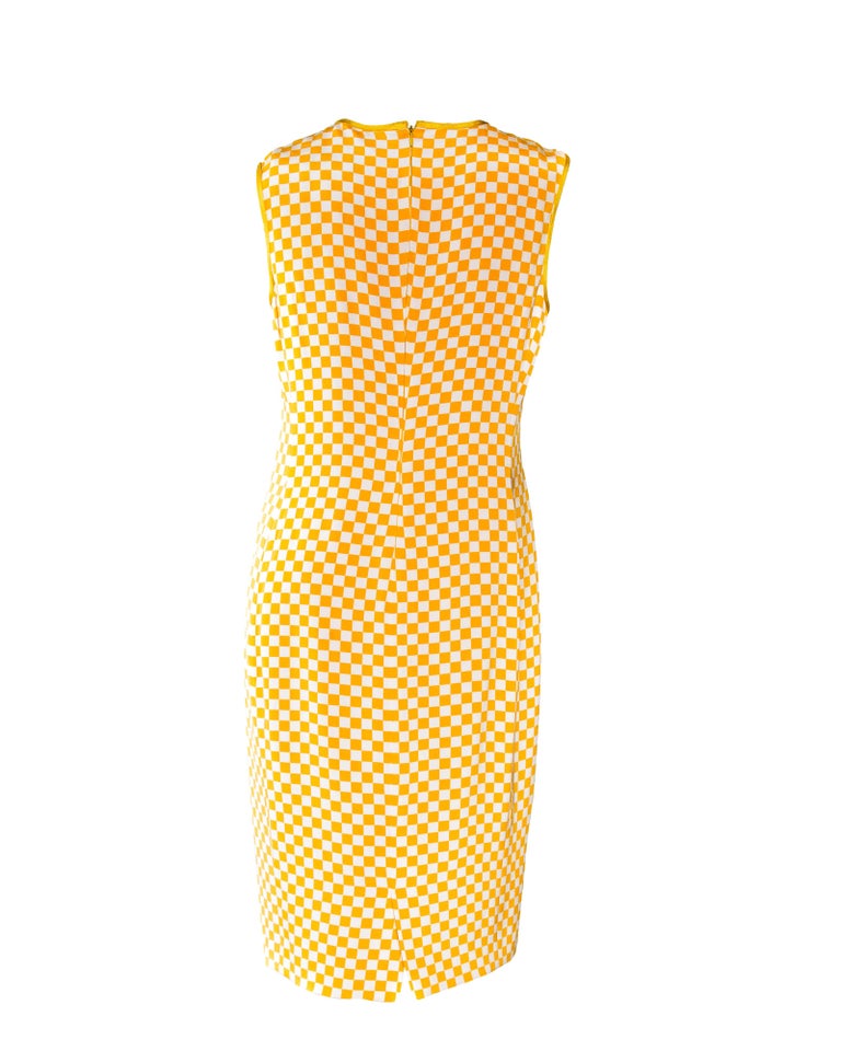 F/W 1995 Gianni Versace Yellow Orange Checker Runway Dress For Sale at ...