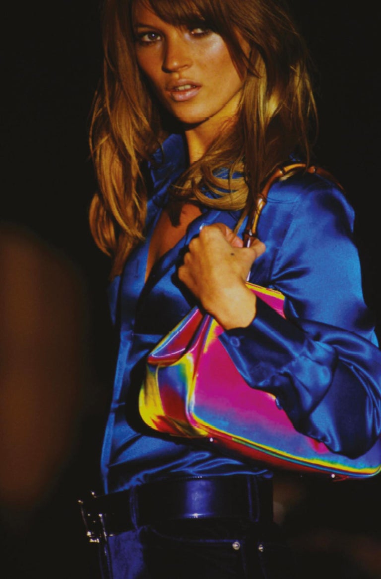 F/W 1995 Gucci by Tom Ford Blue Silk Satin Madonna Runway Button Down ...