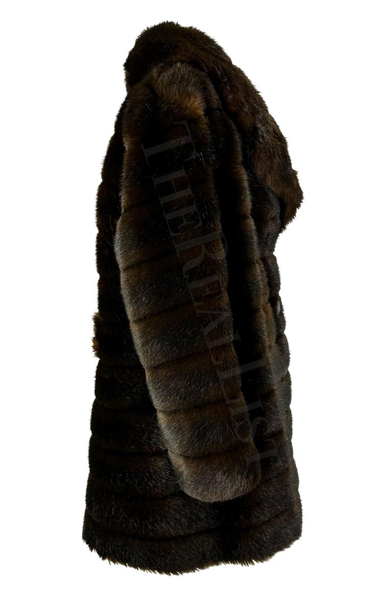 F/W 1995 Gucci by Tom Ford Runway Brown Faux Fur Mink Double Breasted ...