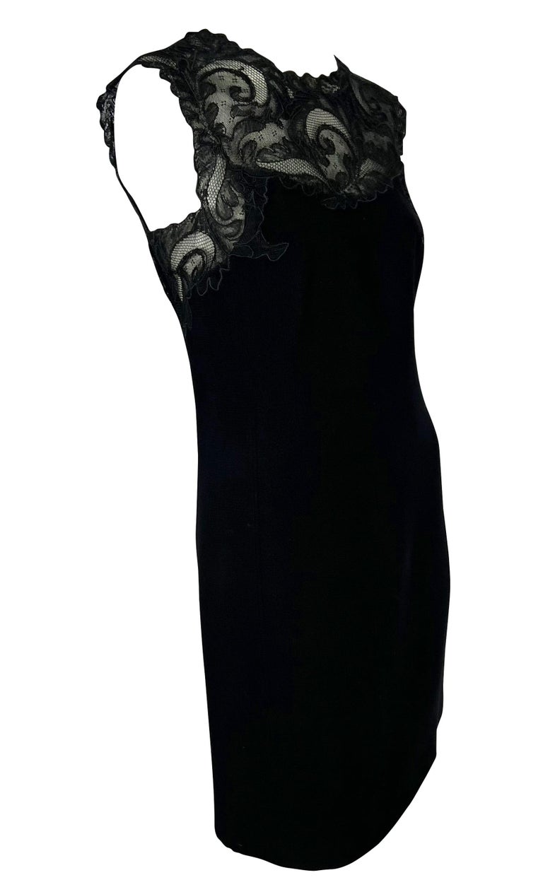 F/W 1996 Gianni Versace Couture Black Lace Bust Wool Stretch Dress For ...