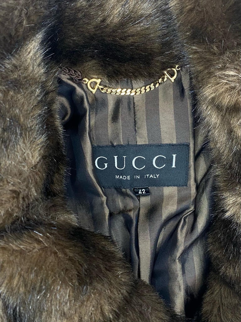 F/W 1996 Gucci by Tom Ford Full-Length Brown Faux Fur Double Breasted ...