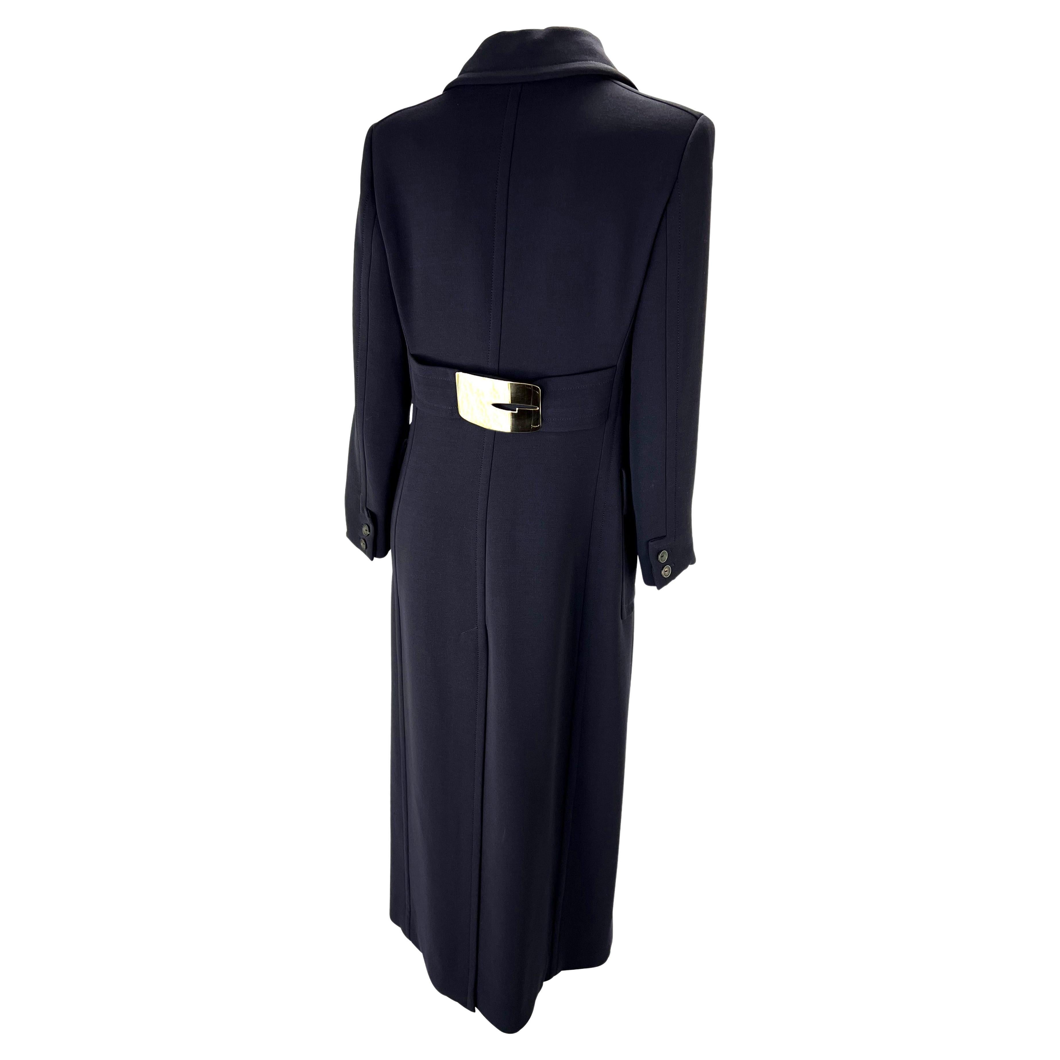 F/W 1996 Gucci by Tom Ford Navy Runway G Oversized Buckle Wool Trench ...