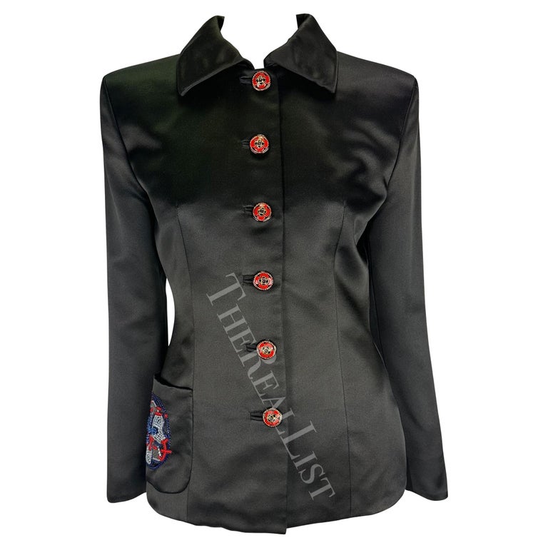 F/W 1997 Atelier Versace Haute Couture Rhinestone Logo Beaded Satin ...