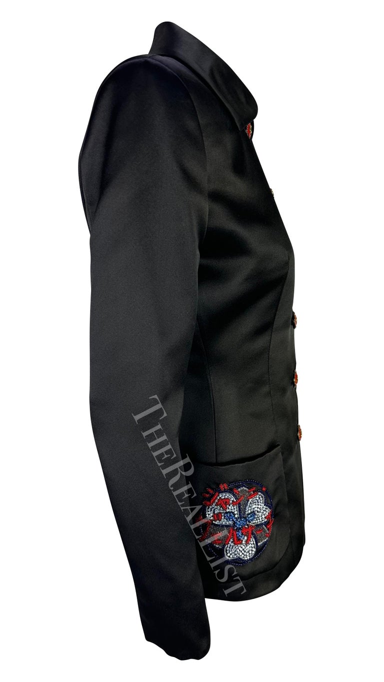 F/W 1997 Atelier Versace Haute Couture Rhinestone Logo Beaded Satin ...