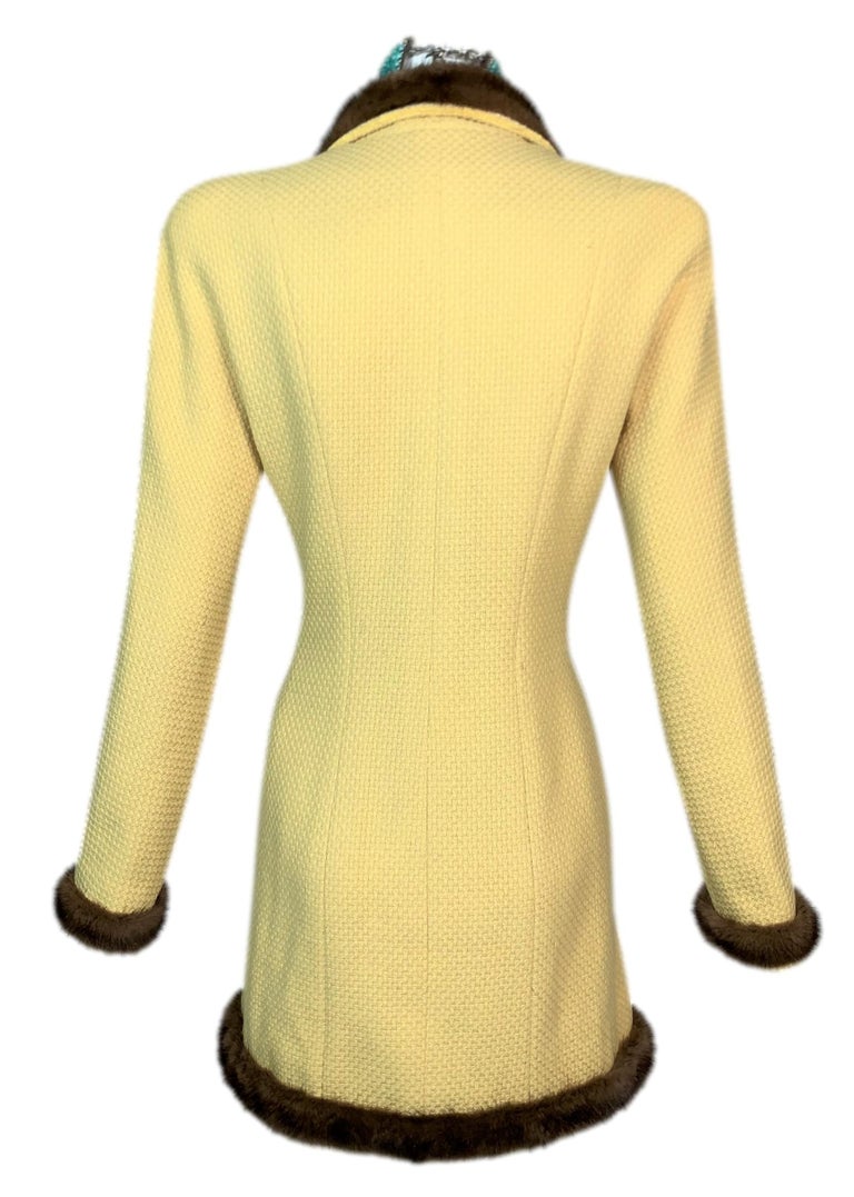 F/W 1997 Christian Dior by John Galliano Runway Yellow Mink Mini Dress ...