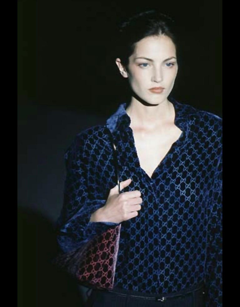 F/W 1997 Gucci by Tom Ford Brown Velvet 'GG' Monogram Runway Bag For ...