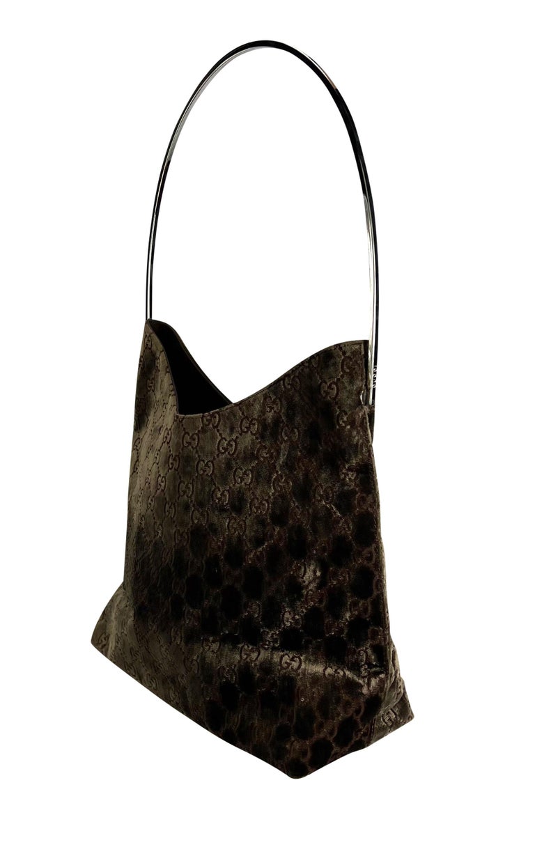 F/W 1997 Gucci by Tom Ford Brown Velvet 'GG' Monogram Runway Bag For ...