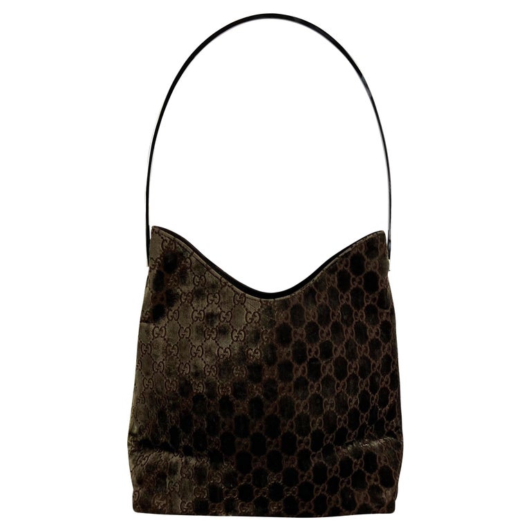 F/W 1997 Gucci by Tom Ford Brown Velvet 'GG' Monogram Runway Bag For ...