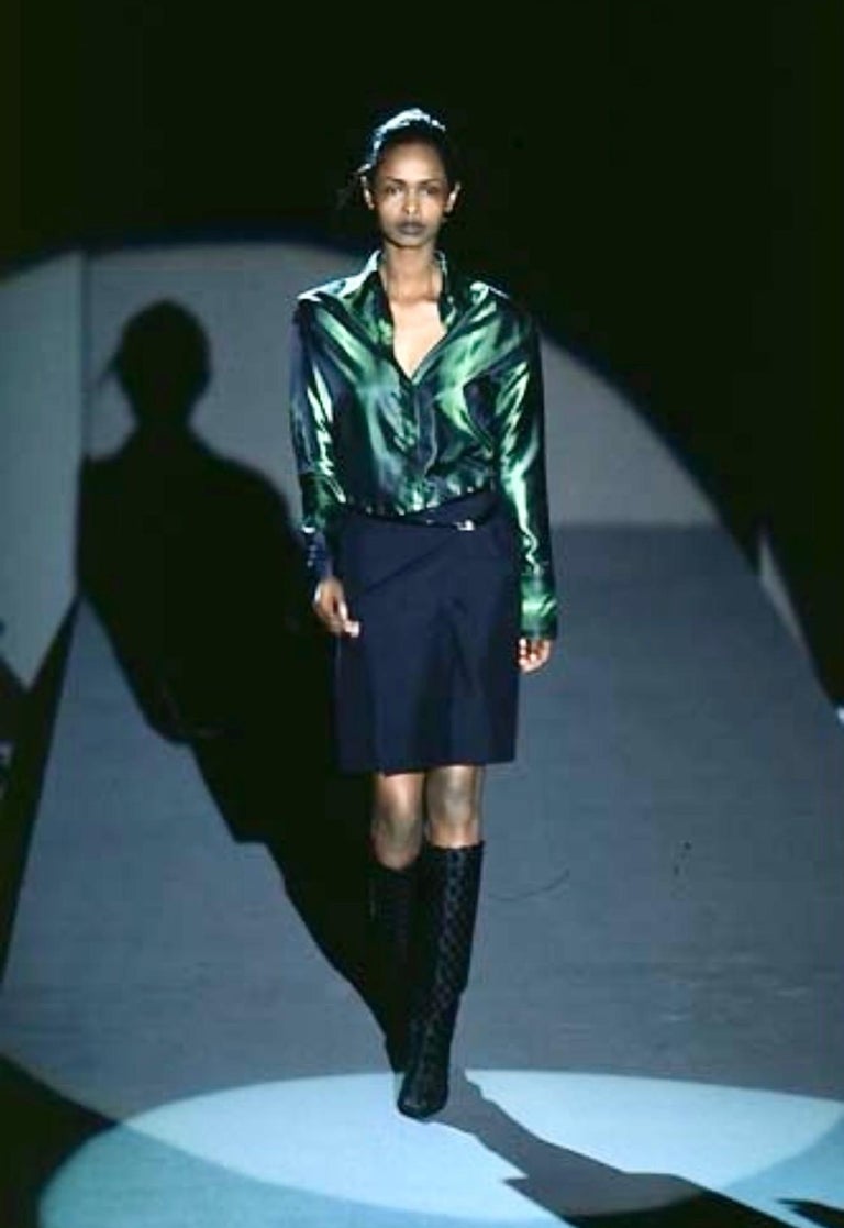 F/W 1997 Gucci by Tom Ford Runway Green Ombré Stripe Button Up Shoulder ...