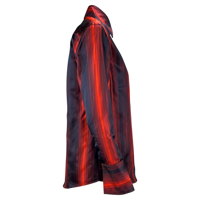 F/W 1997 Gucci by Tom Ford Runway Red Ombré Stripe Button Up Shoulder ...