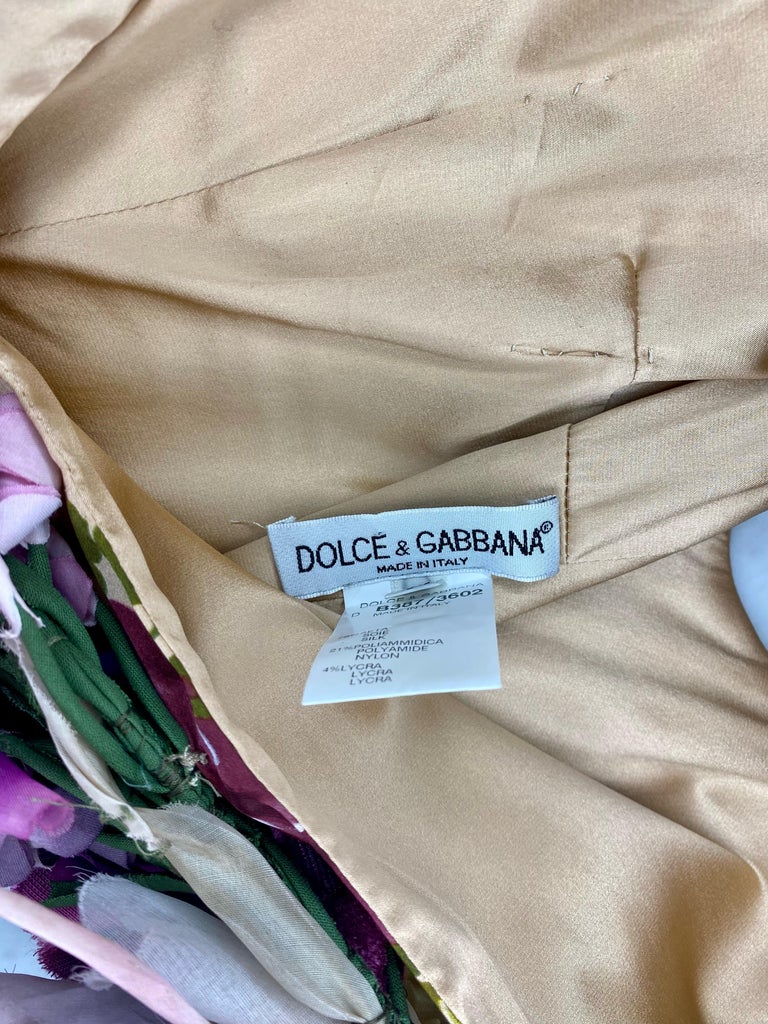 F/W 1998 Dolce and Gabbana Painted Floral Applique Dress Runway at 1stDibs