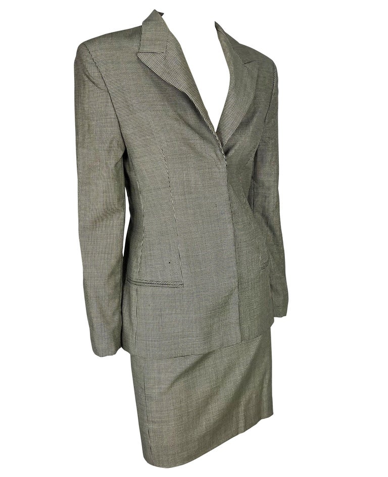 F/W 1998 Gianni Versace by Donatella Houndstooth Yellow Lined Draped ...