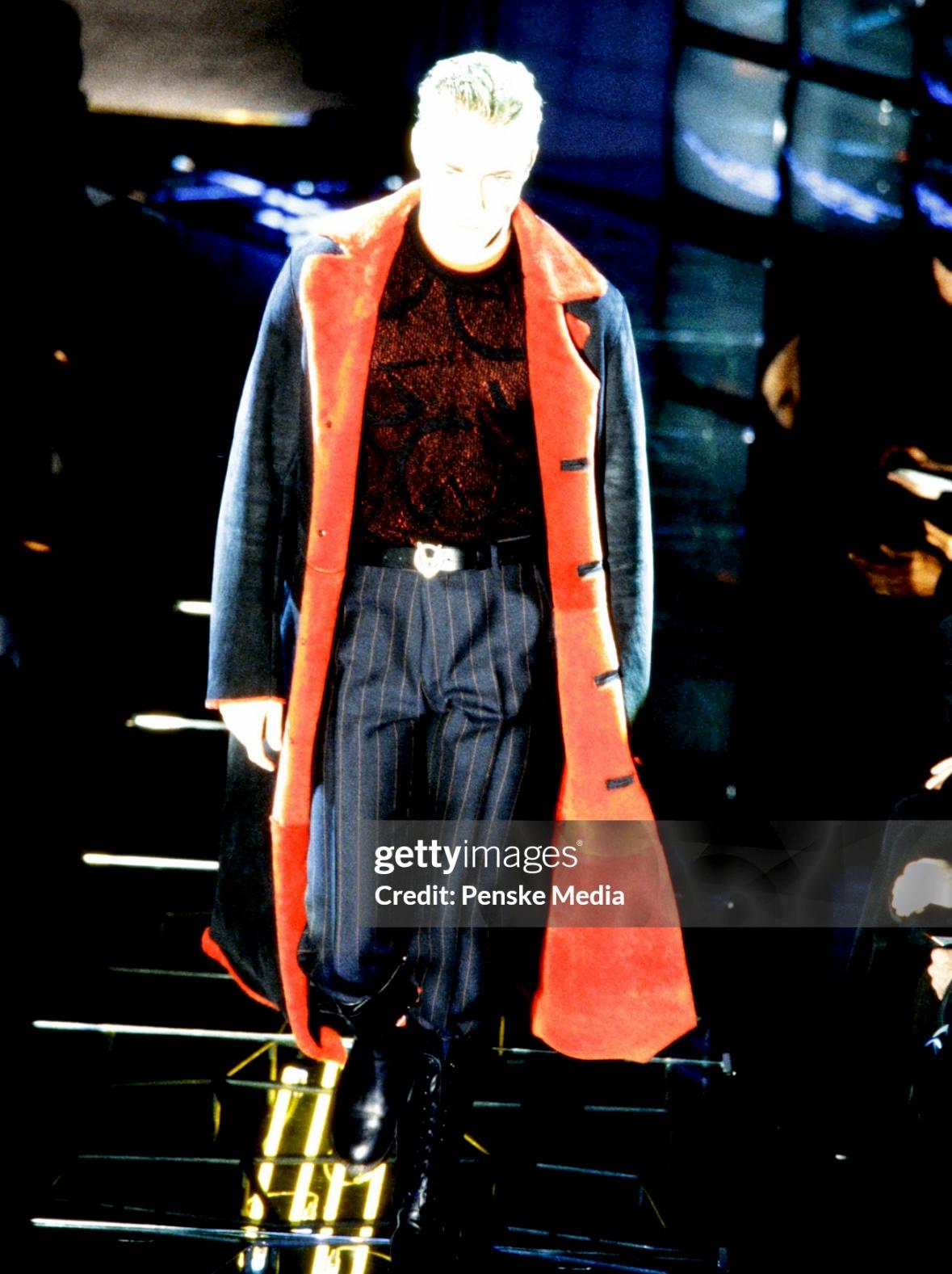 F/W 1998 Gianni Versace by Donatella Mens Runway Red Shearling Black ...