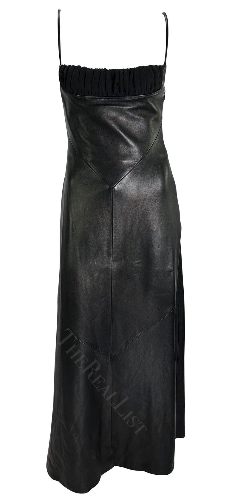 F/W 1998 Gianni Versace by Donatella Runway Black Leather Diamante Maxi ...