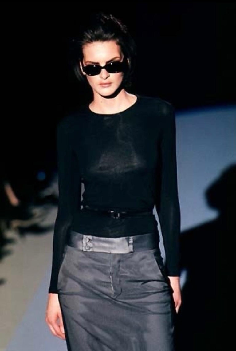 F/W 1998 Gucci by Tom Ford Runway Black Tulle Overlay Tapered Maxi ...
